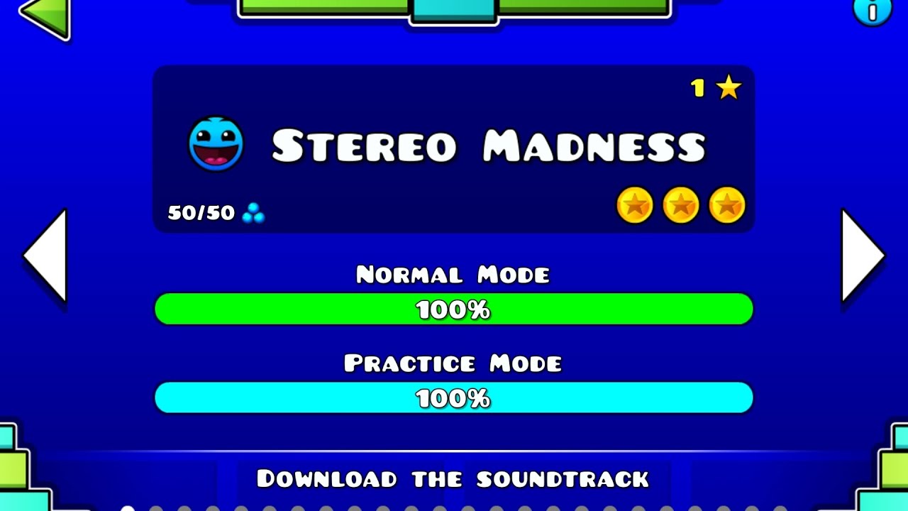 "GEOMETRY DASH" Level - Stereo Madness [ALL COINS]. - YouTube