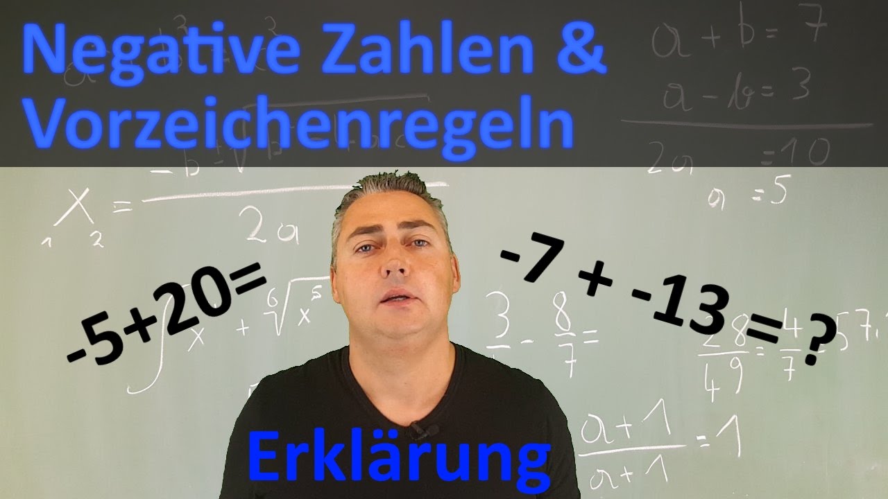 Negative Zahlen und Vorzeichenregeln Erklärung - YouTube