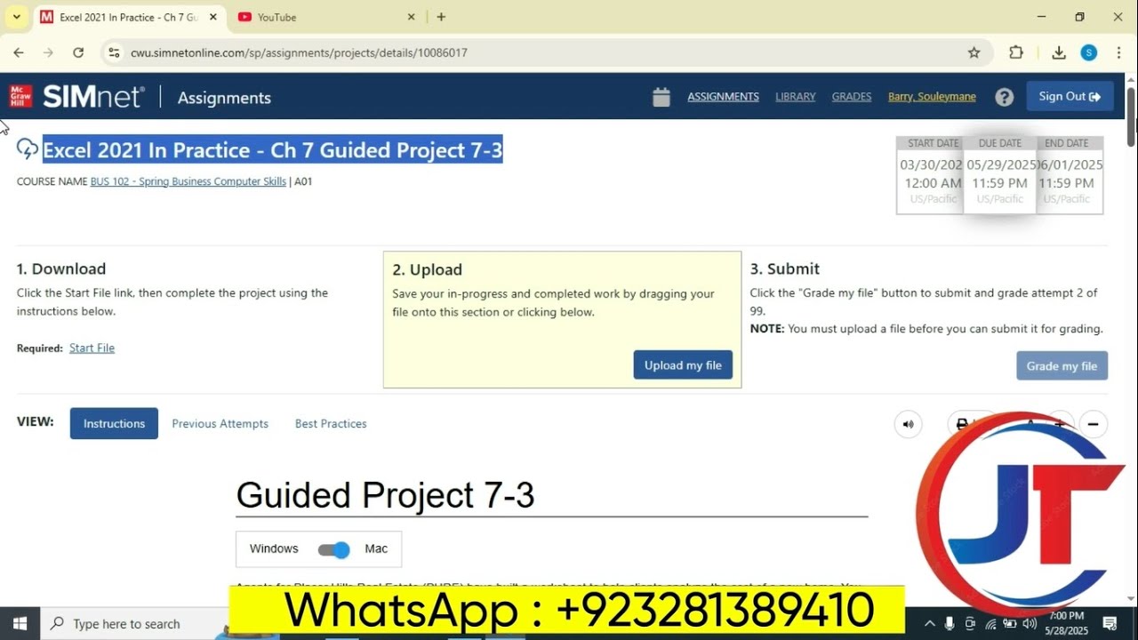 Excel 2021 In Practice - Ch 7 Guided Project 7-3|Assignment Guide ...