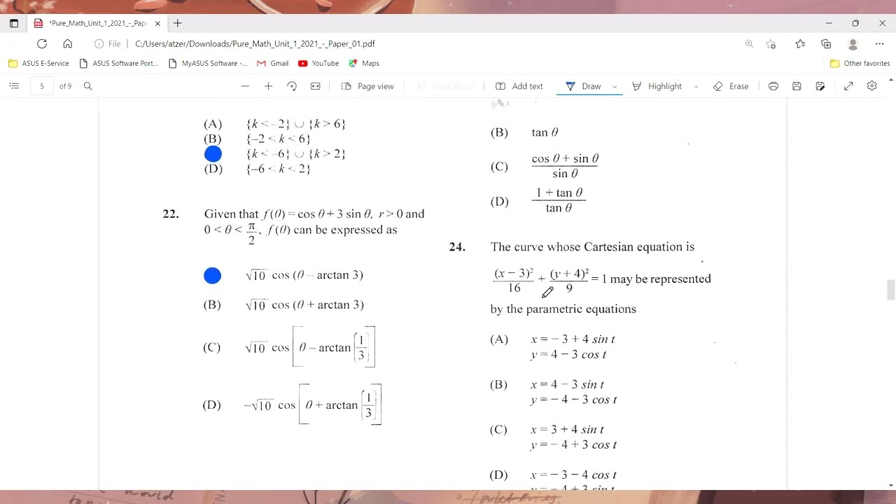 Cape Pure Mathematics Unit 1 Paper 1 Solutions - 2021 - YouTube