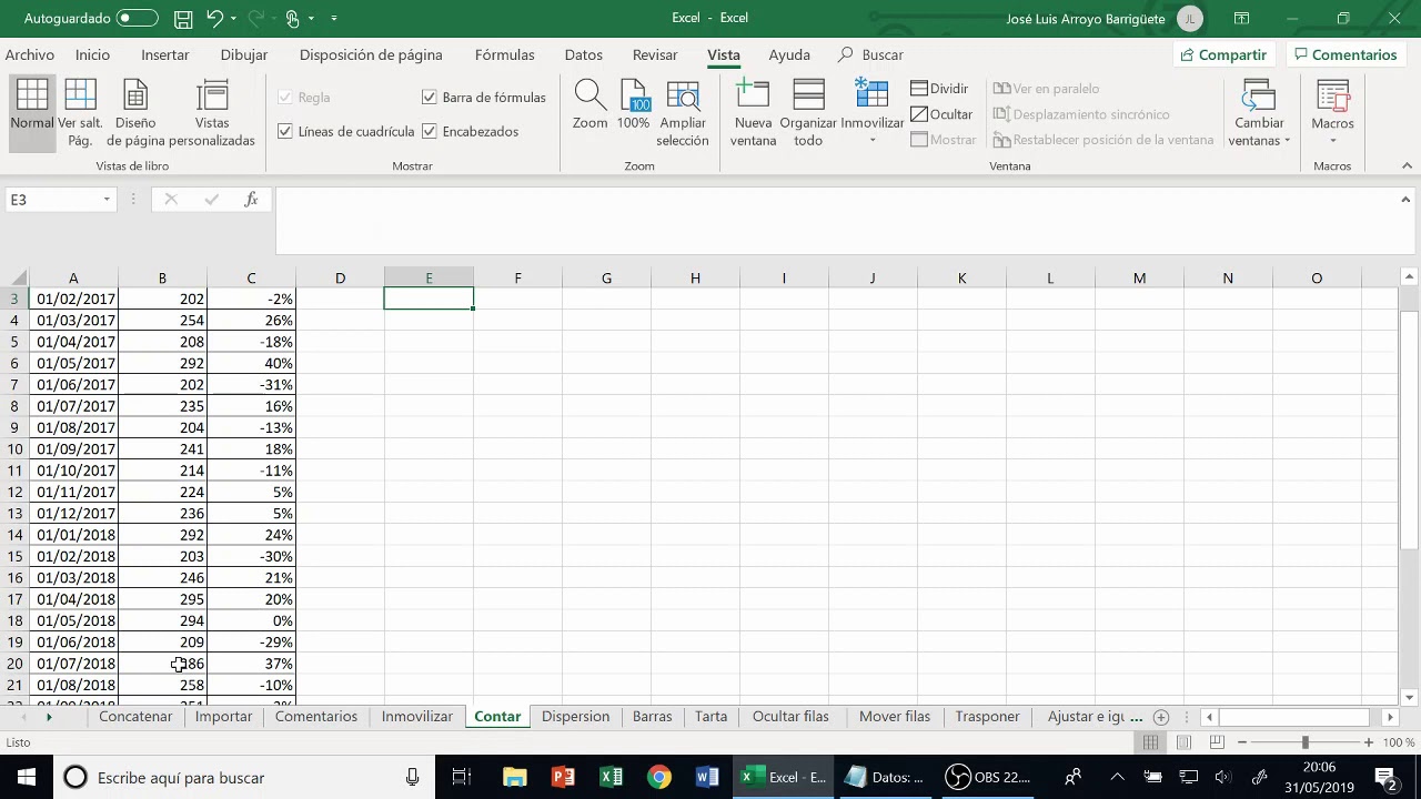 Excel 3: La Función Contar - YouTube