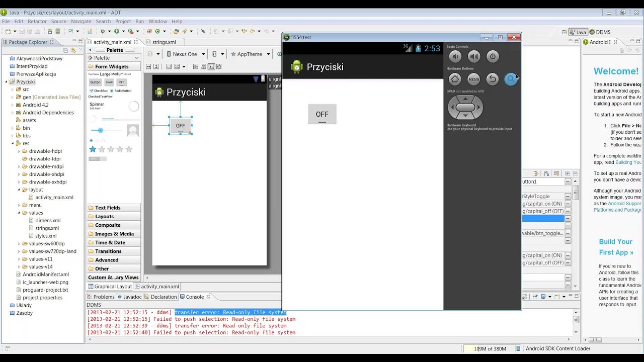 Kurs Android - tworzenie aplikacji: Przyciski - YouTube