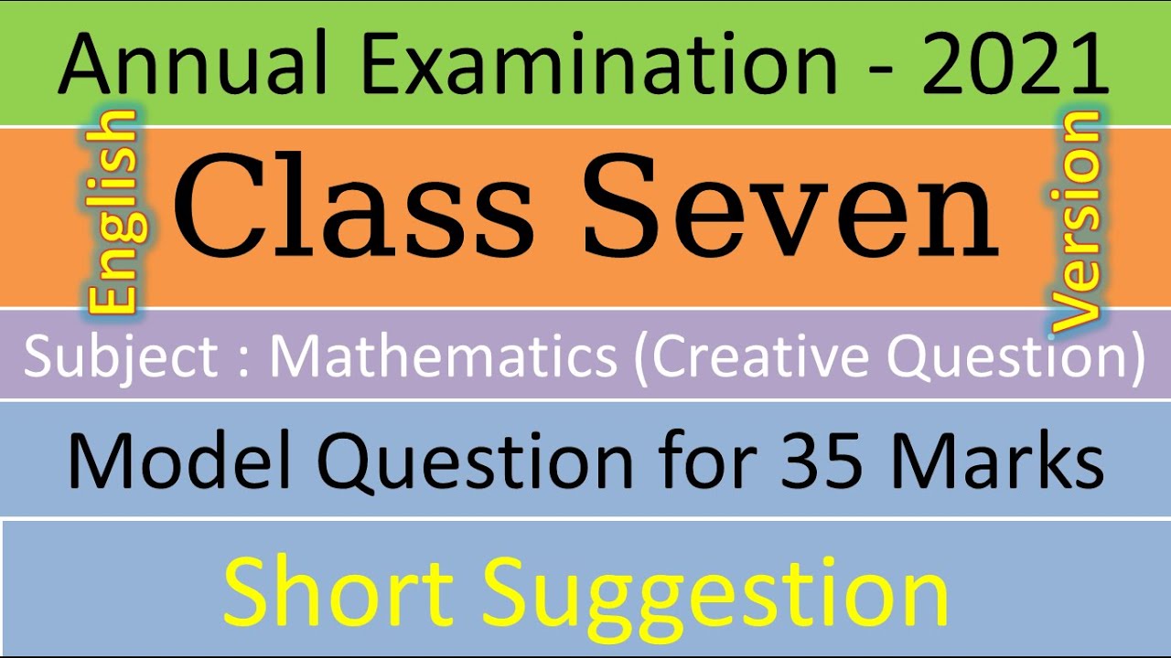 Model Question Class 7 Mathematics English Version - YouTube