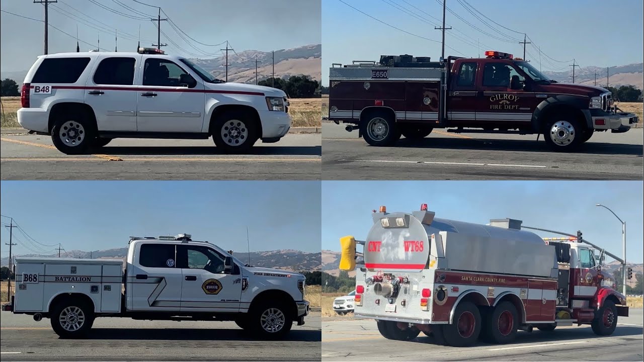 Gilroy FD and Santa Clara County FD Units Responding to Vehicle Fire ...