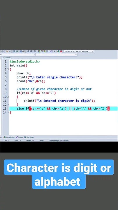 C Program to check whether a character is digit or alphabet #c#shorts ...