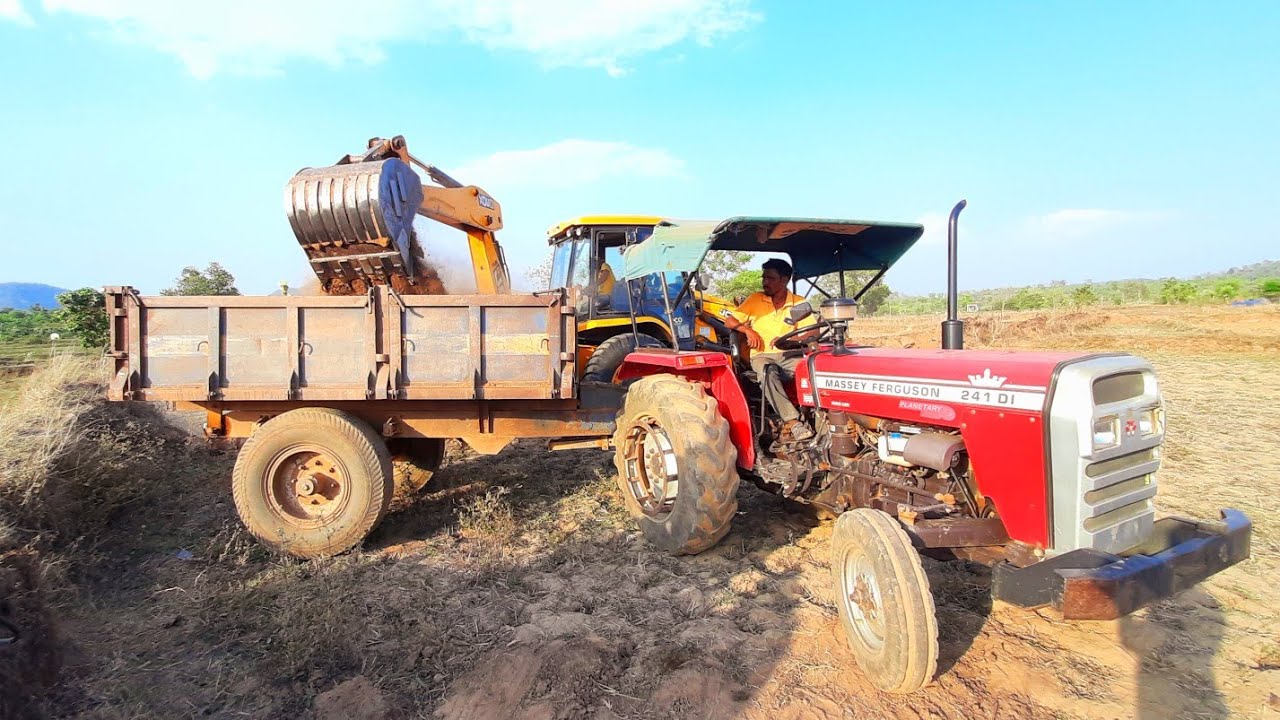 JCB 3DX FULLY LOADING MUD IN EICHER TRACTOR AND MASSEY TRACTOR | JCB ...