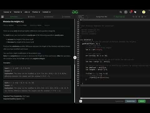 Minimize the Heights II | GFG POTD | Array | Sorting | Javascript - YouTube