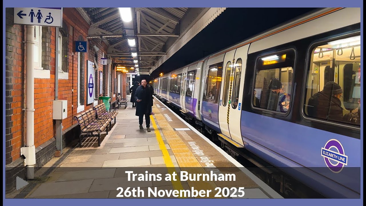 Trains at Burnham Station | GWR, Elizabeth Line & Freight after Dark in ...