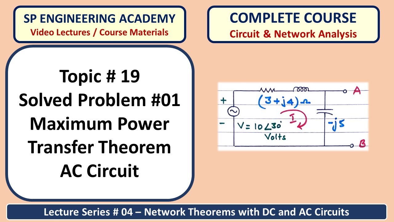 19 Solved Problem #01 Maximum Power Transfer Theorem AC Circuit - YouTube