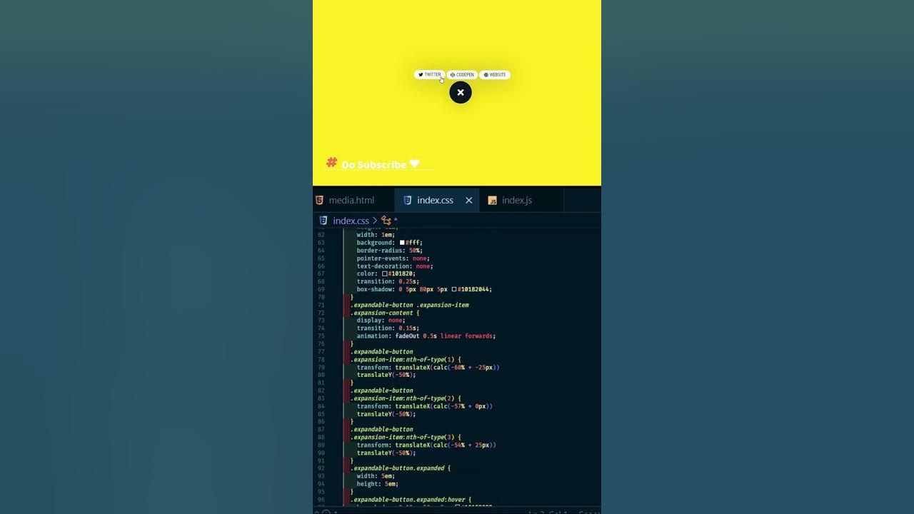 Expanding Menu Button Html Shorts Css Programming Codingshorts Cssshorts Htmlshorts Youtube