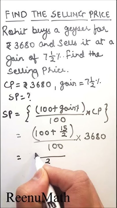 How to Find Selling Price / Calculate Selling Price when Profit% is ...