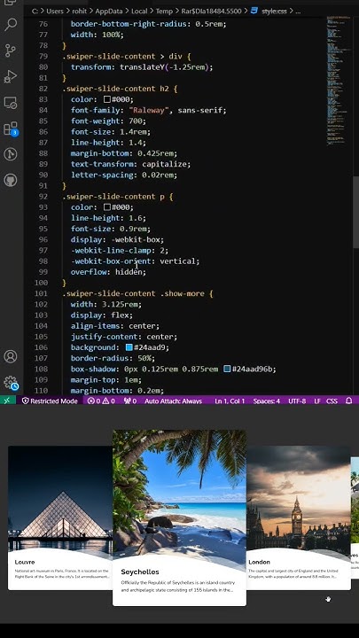 Day: 15/75 Code Practice Challange | Css Swipper using Js | #coding #braincoder #css #html - YouTube
