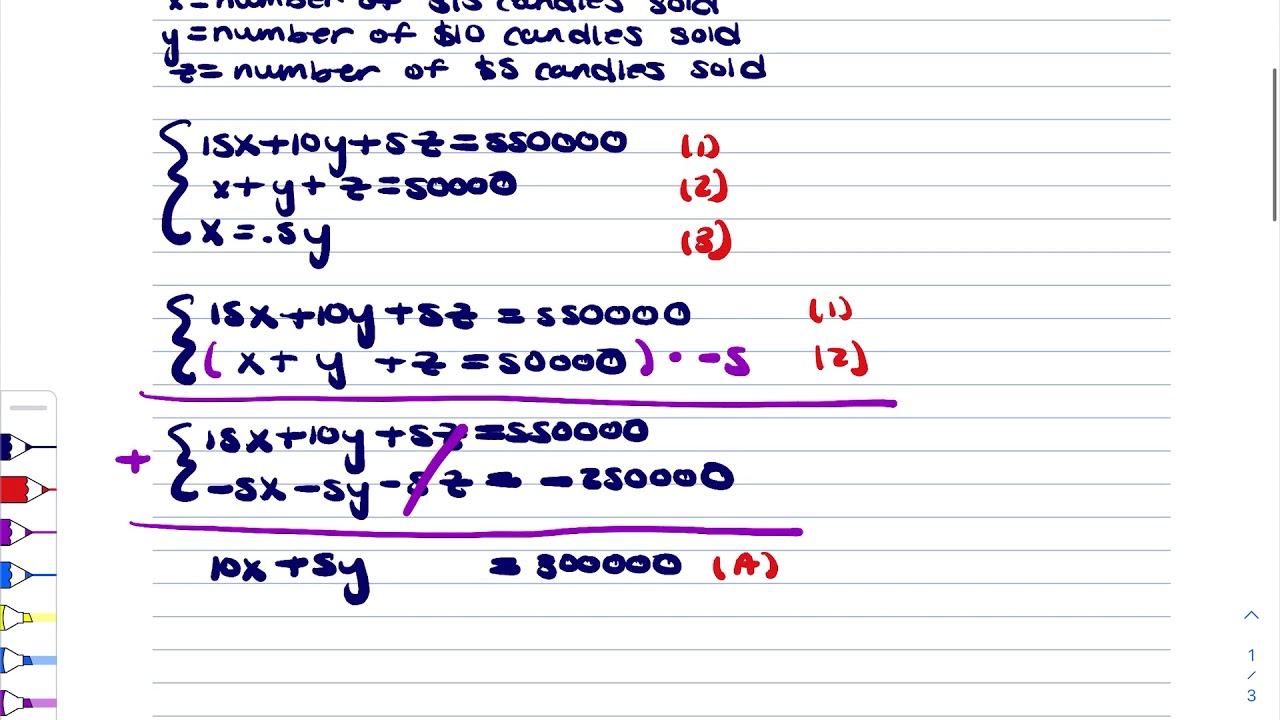 3x3 Systems of Linear Equations Applications - YouTube
