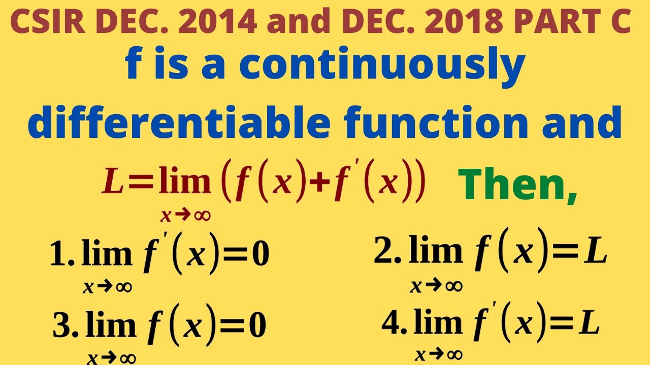 A problem on limit at infinity of derivative of a function - YouTube