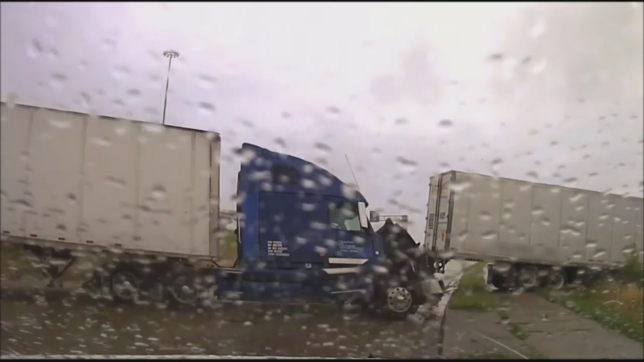 Police officer, state troopers narrowly avoid being hit by 18-wheeler ...