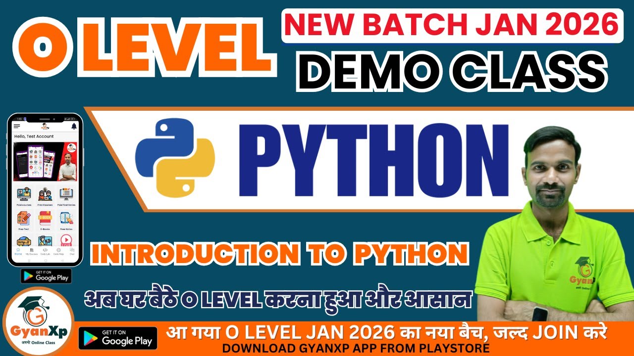 O Level Python Programming (M3-R5.1) | Introduction to Python | New Batch JAN 2026 - YouTube