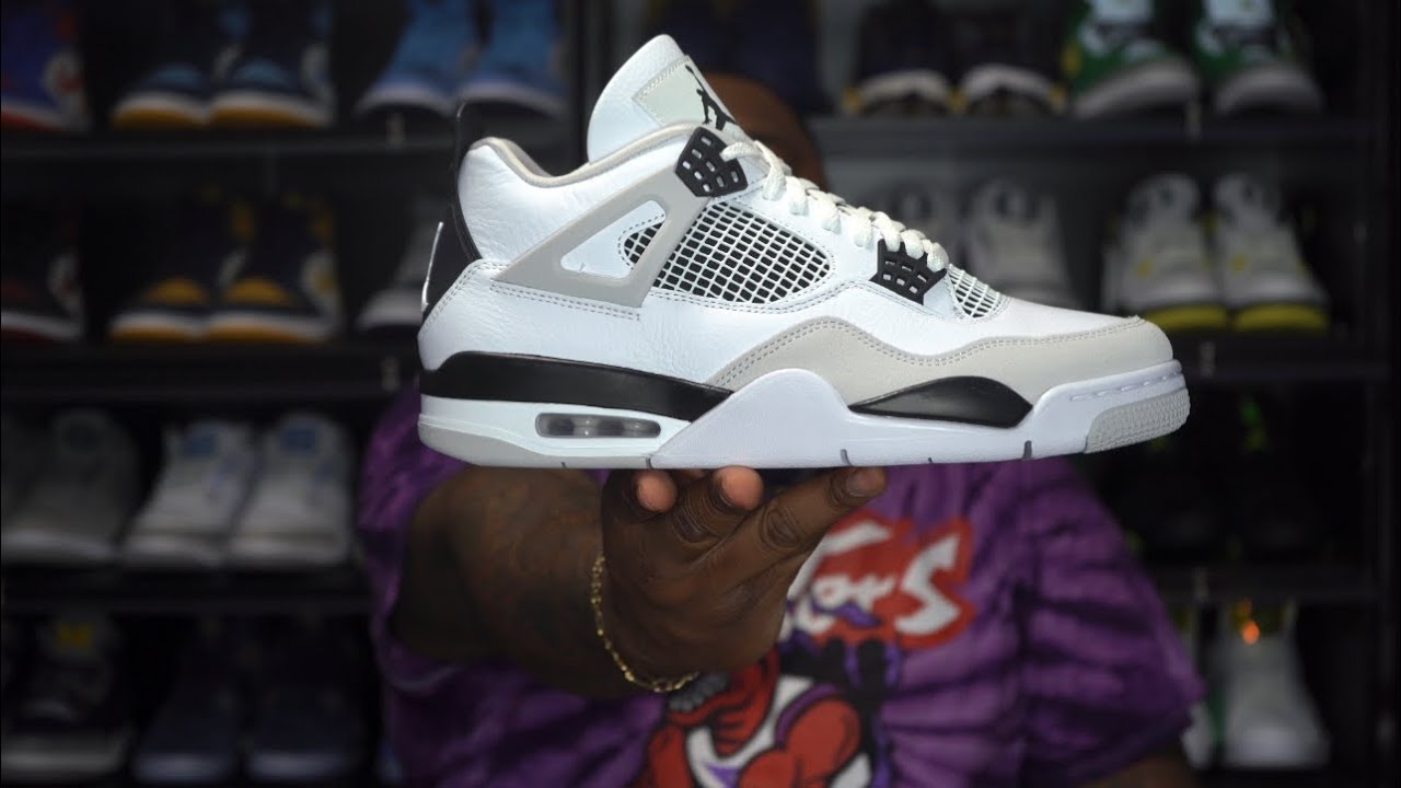 FIRST LOOK: AIR JORDAN 4 MILITARY BLACK SNEAKER REVIEW - YouTube