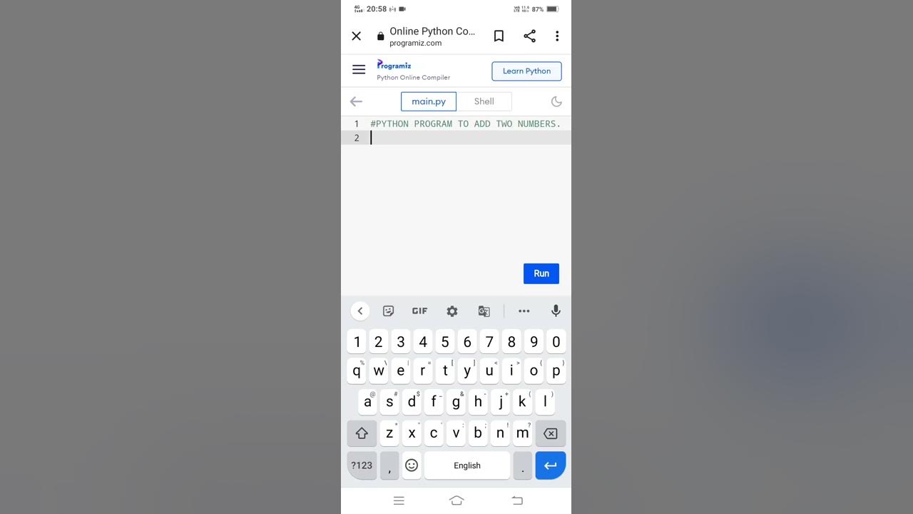Python Program To Add Two Numbers🤞python Pythonprogram Addtwonumbers Youtube