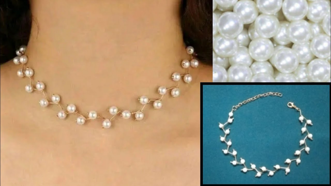 pearl jewellery recreation | how to make pearl necklace - YouTube