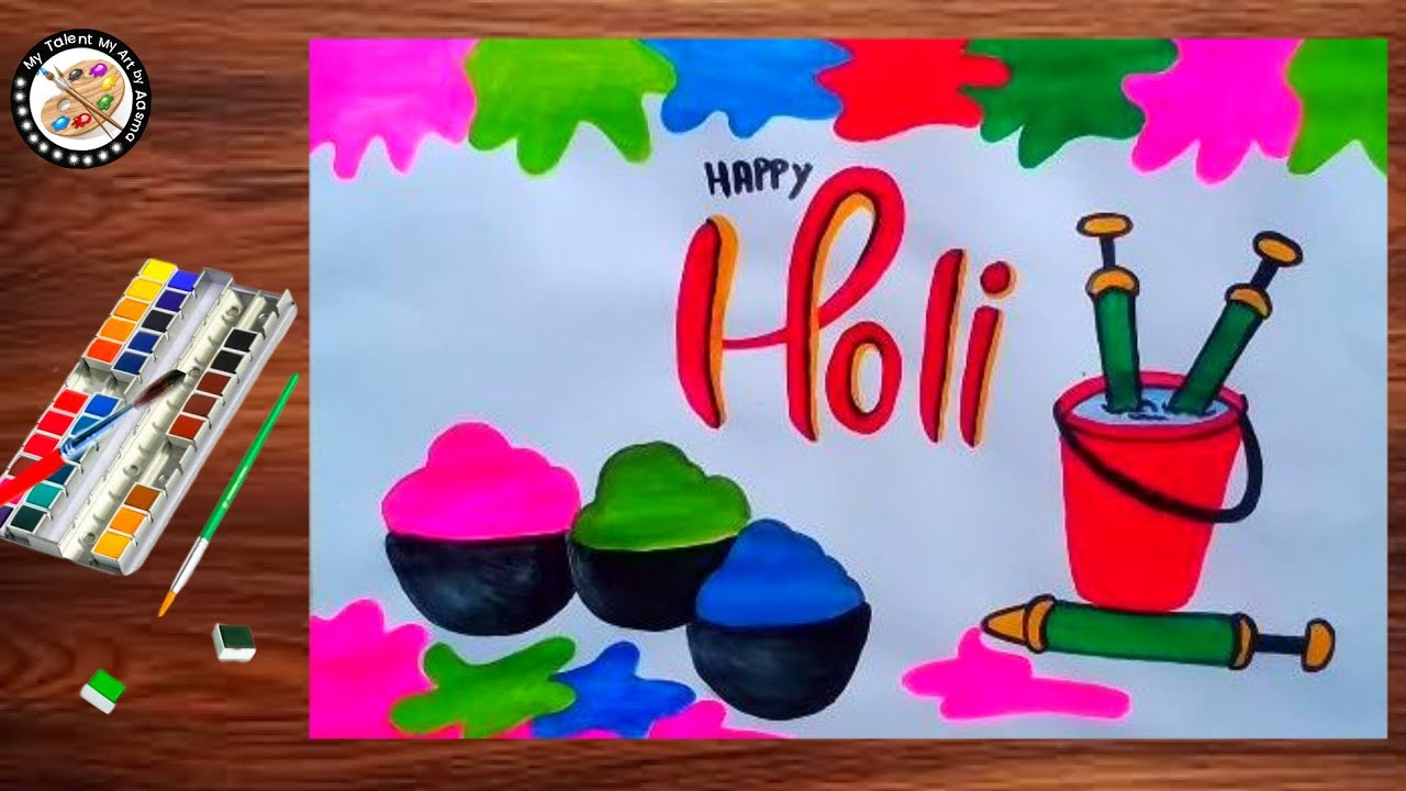 Holi Painting Competition ll Holi painting easy with colour ll Holi ...
