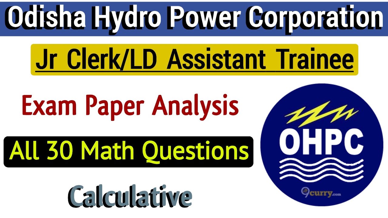 OHPC Jr Clerk 2023// All 30 Math Questions//OHPC LD Assistant Trainee ...