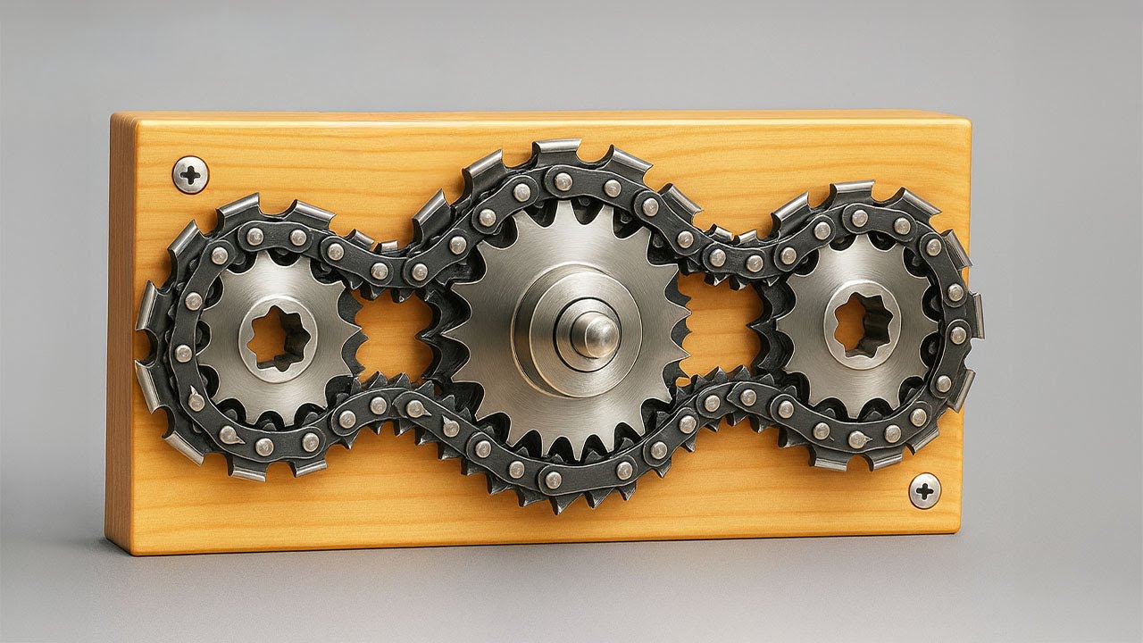Genius Woodworking Mechanism Using Only Chain and Gears - YouTube