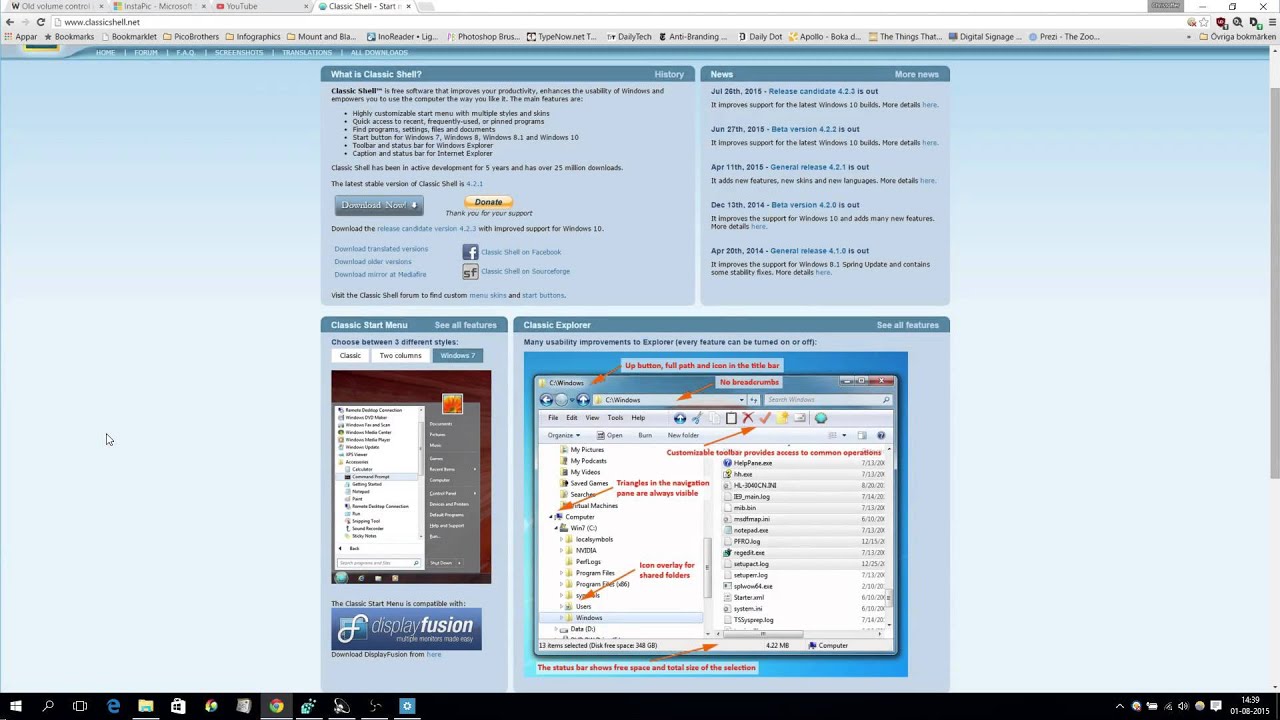 Klassisk startmeny i Windows 10 - YouTube