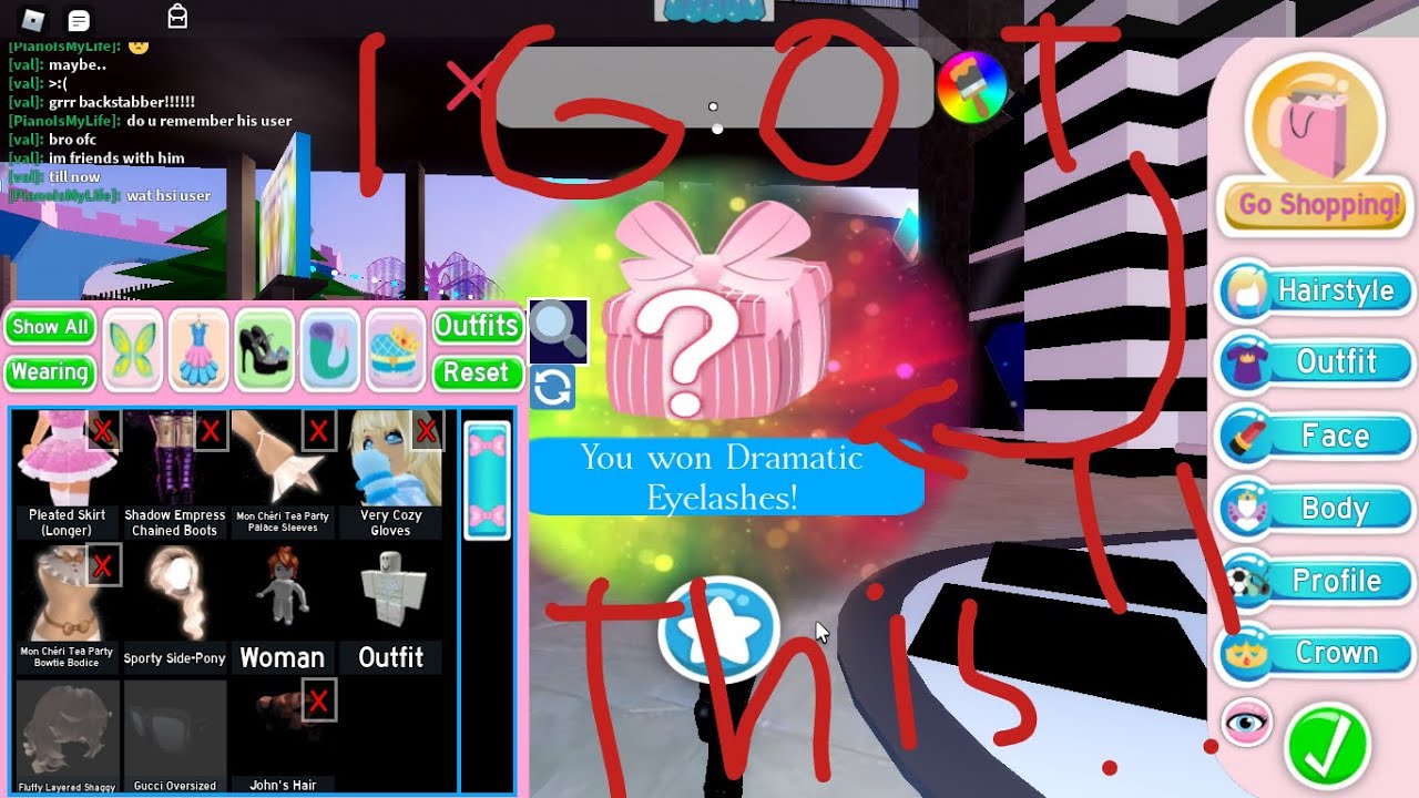 I GOT THE DRAMATIC EYELASHES FROM THE WHEEL IN ROYALE HIGH! - YouTube