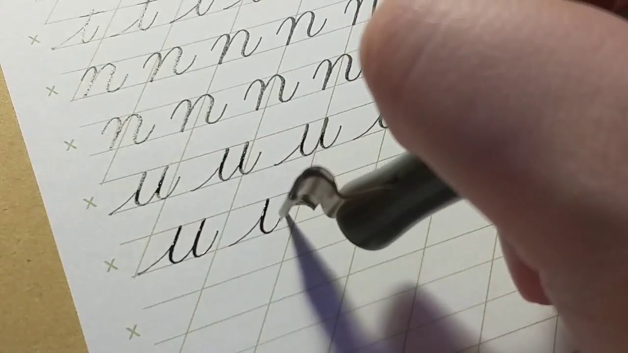 Letter u in Copperplate Calligraphy - minuscule practice - YouTube