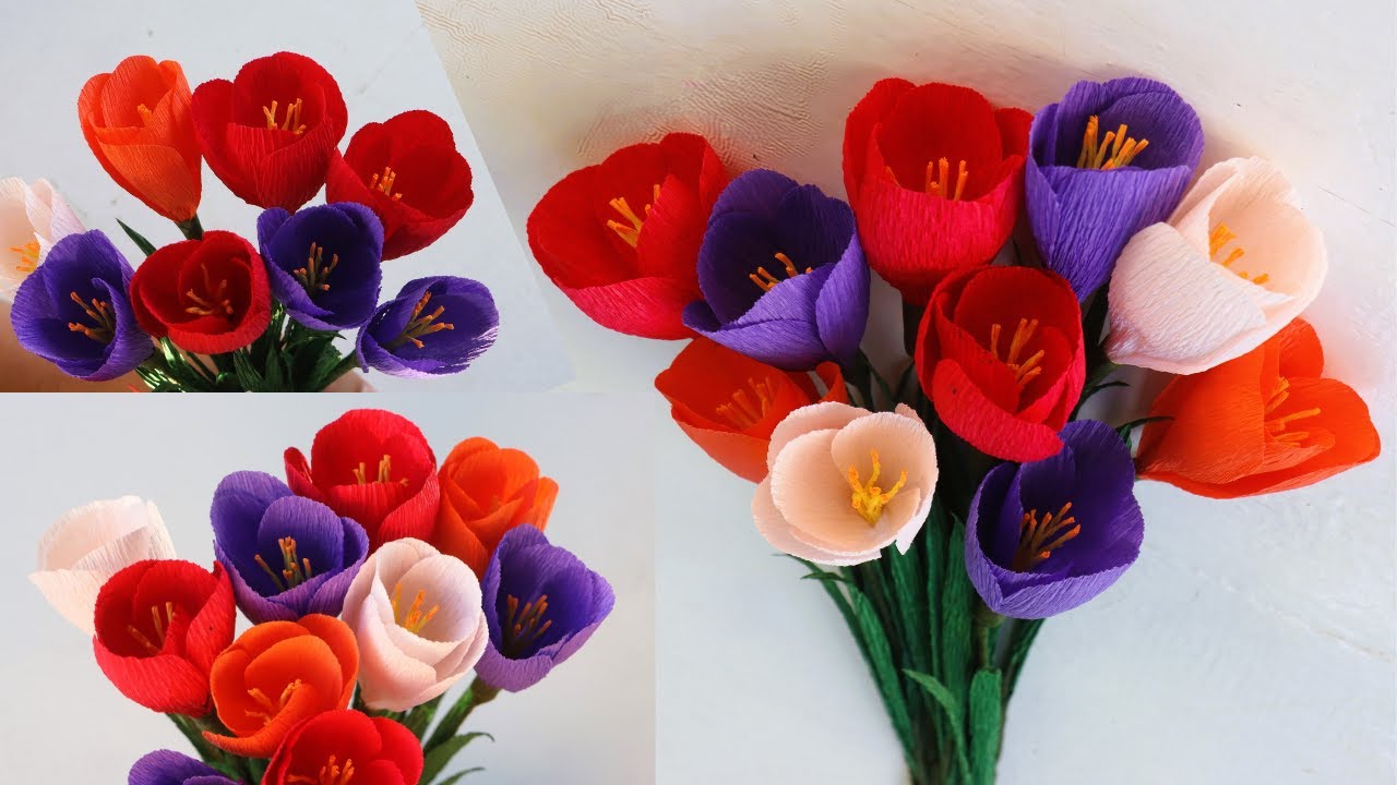 Crocus Paper Flowers/ How To Make Crocus Paper Flower/ Paper Flower ...