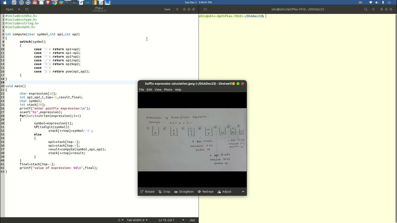 Data Structures Lab | VTU DS Lab 5A | Evaluation of Postfix/suffix Expression | Stack ...