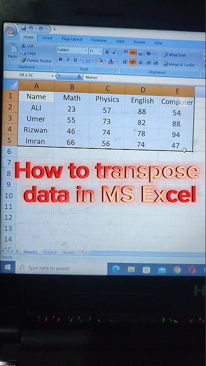 How to transpose Data in MS Excel |transpose Data in Excel - YouTube