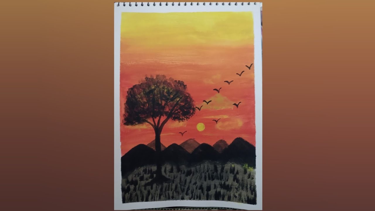 How to draw Easy Morning Sunrise painting || Acrylic paint for ...