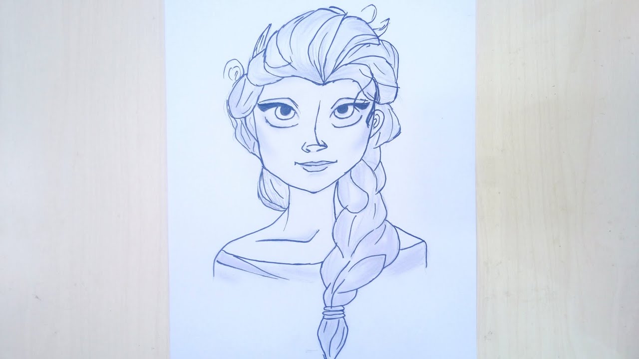 How to draw Disney princess Elsa from frozen. drawing Elsa step by step ...