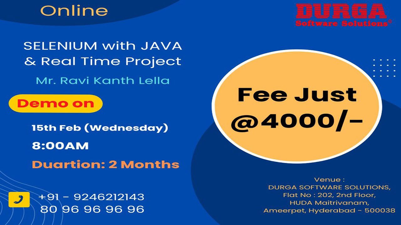 SELENIUM with JAVA Online Training @ DURGASOFT - YouTube