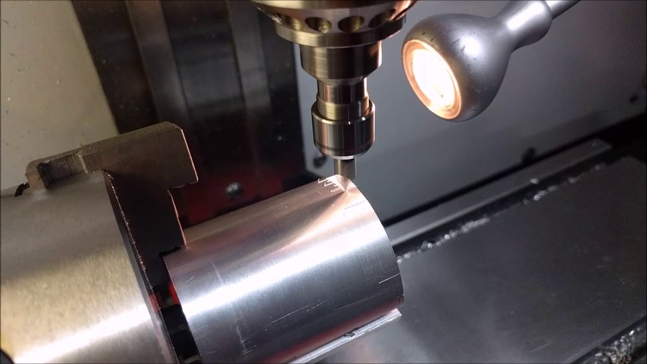 EMCO PC Mill 55 test engraving with 4th axis and 54K spindle - YouTube