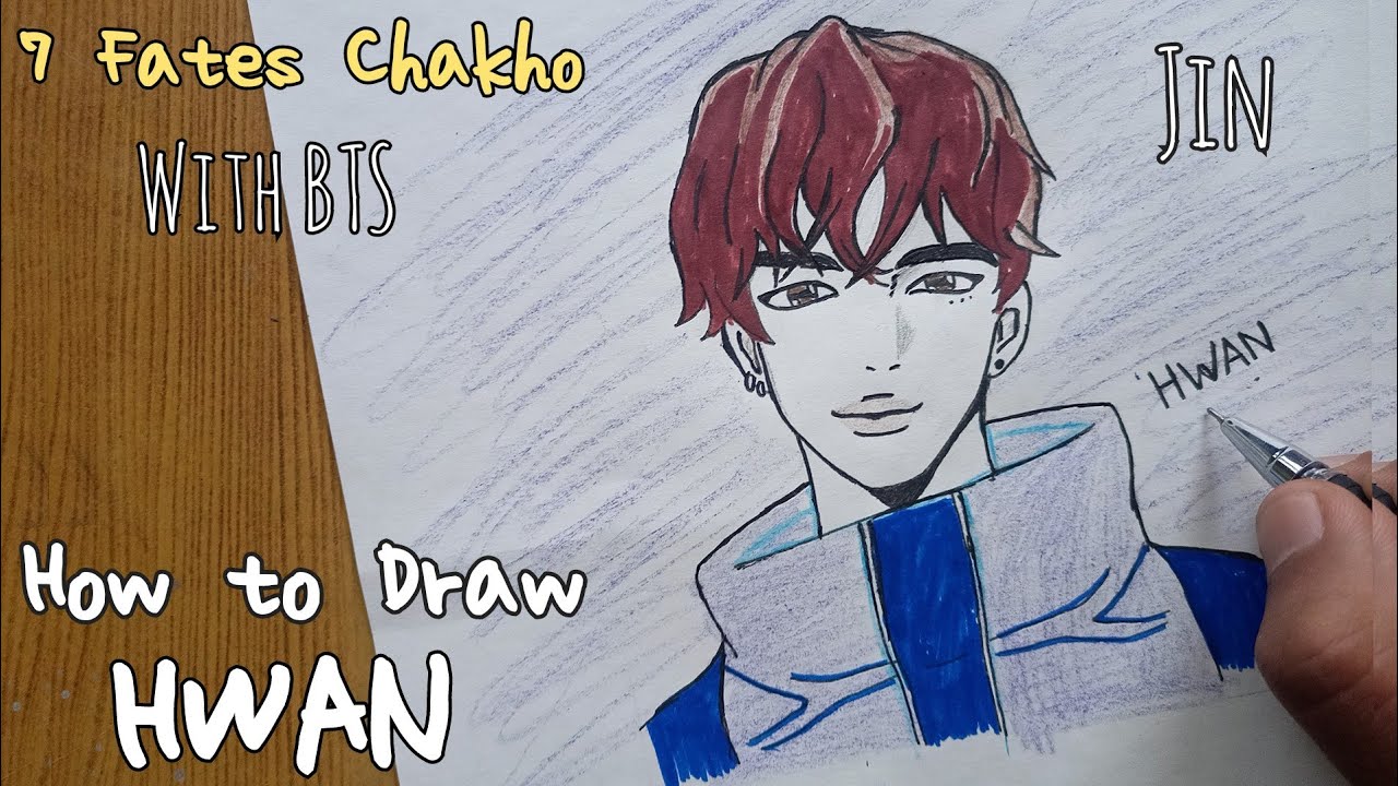 How to Draw Hwan (BTS Jin) From 7 Fates Chakho |Kim Seokjin Drawing ...