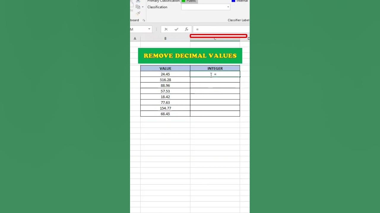 Trick to Remove Decimal Values In Excel shorts youtubeshorts excel trick-to-remove-decimal-values-in-excel-shorts-youtubeshorts-excel