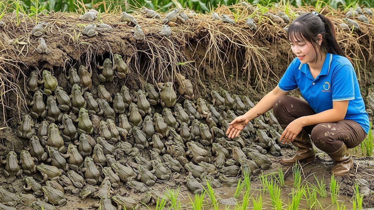TIMELAPSE — 366 Days of Solo Harvesting 1000kg Frogs and go to sell at ...