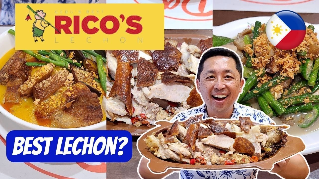 Trying Filipino Food at Rico's Lechon Cebu! 🇵🇭 Crispy Lechon for Pork O ...
