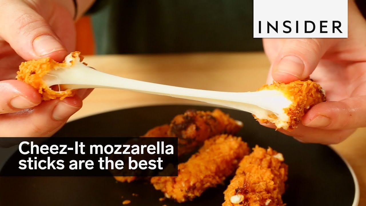 Cheez-It crusted mozzarella sticks are super cheesy - YouTube