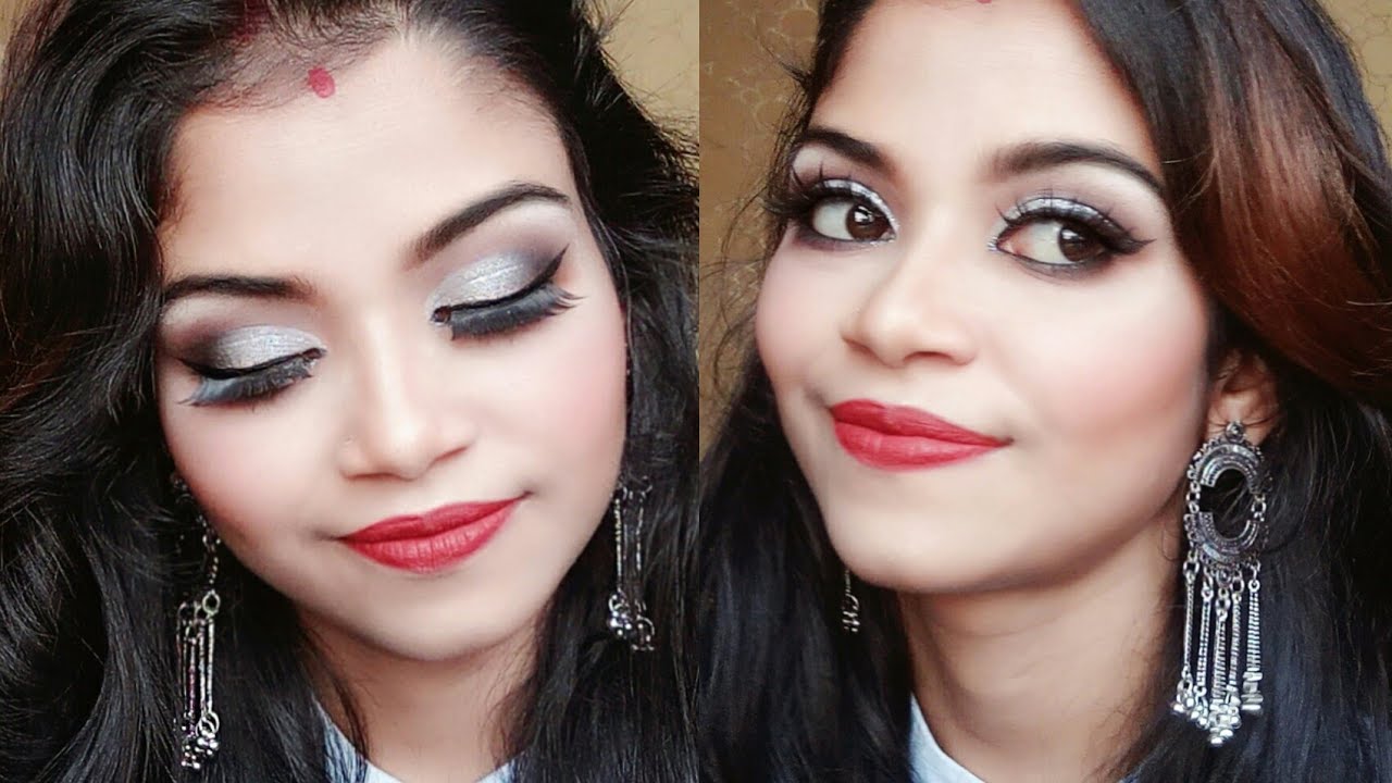 Silver smokey eye look tutorial ||festive night out ND party makeup ...