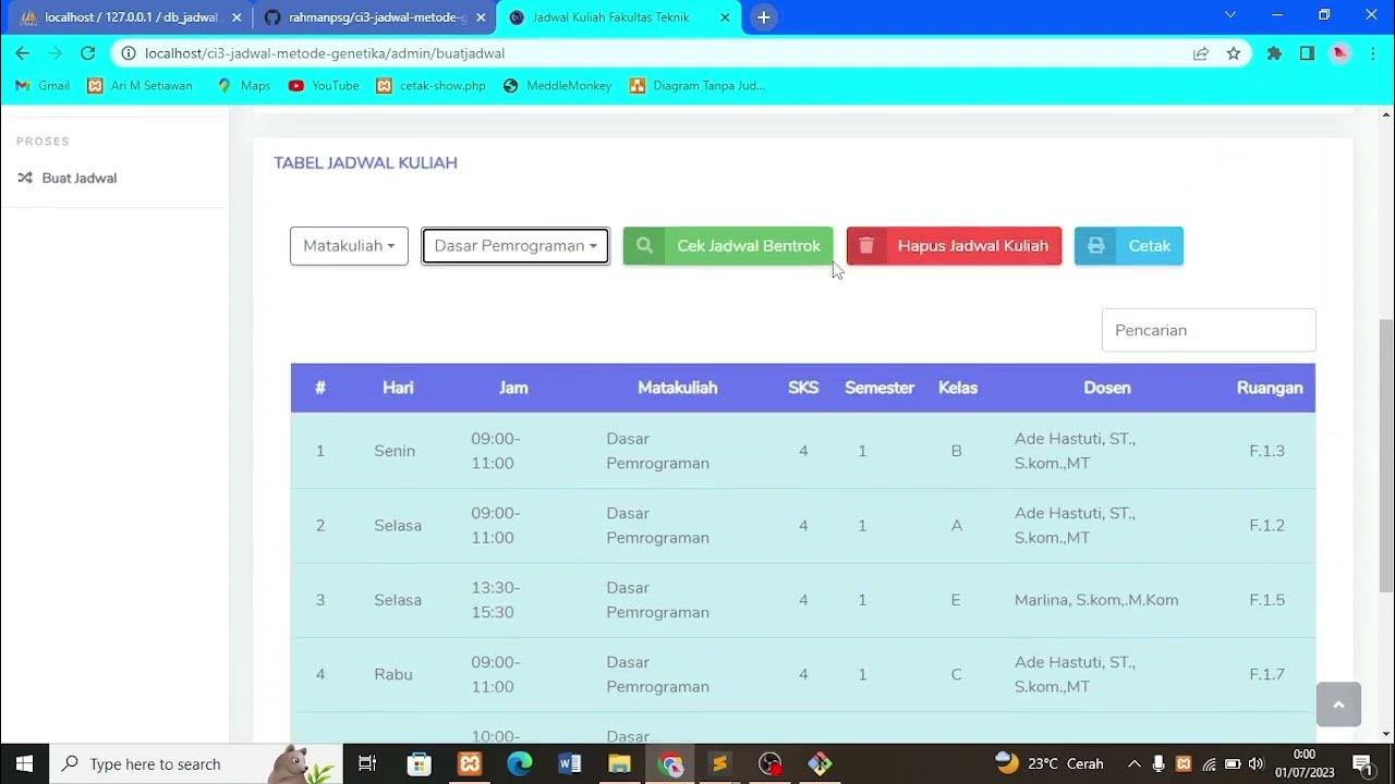 Aplikasi Jadwal Kuliah Menggunakan Algoritma Genetika (Free Source Code) - YouTube