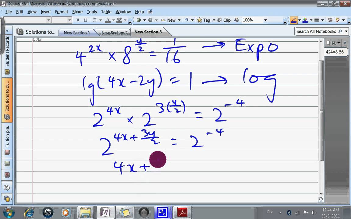 Solving Logarithm/Exponential Simultaneous Equations - YouTube