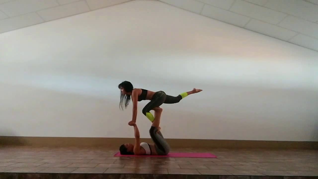 My first inversion (shoulder stand) as a flyer. - YouTube
