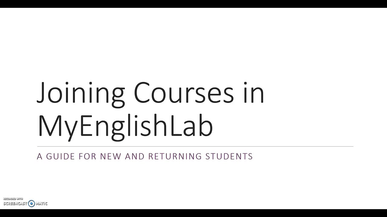Joining Courses in MyEnglishLab - YouTube