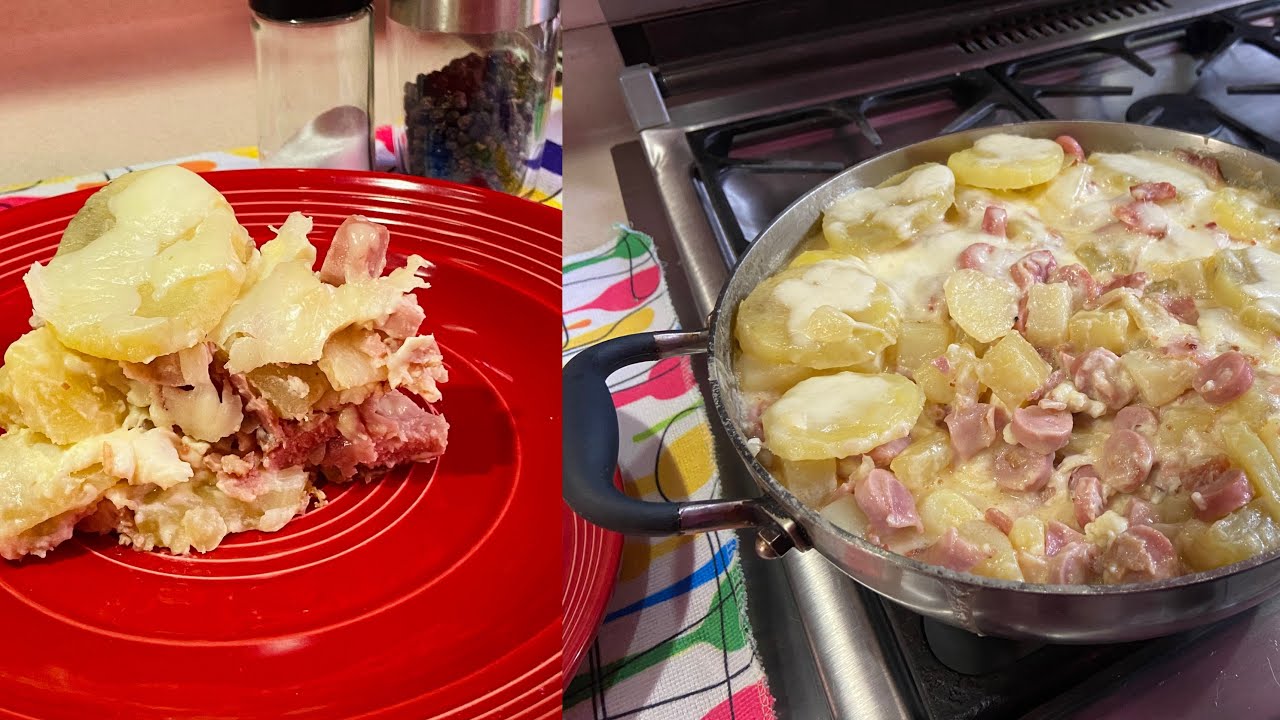 Papas gratinadas con jamón y queso (sin horno) | LA COCINA DE BEBA ...