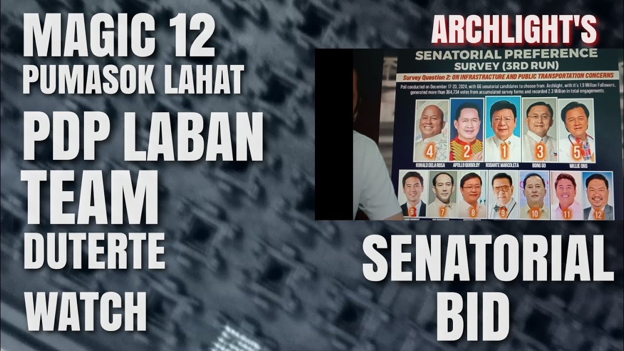 TAONG BAYAN PUMASOK NA LAHAT SA MAGIC 12 ANG TEAM DUTERTE PDP LABAN ...