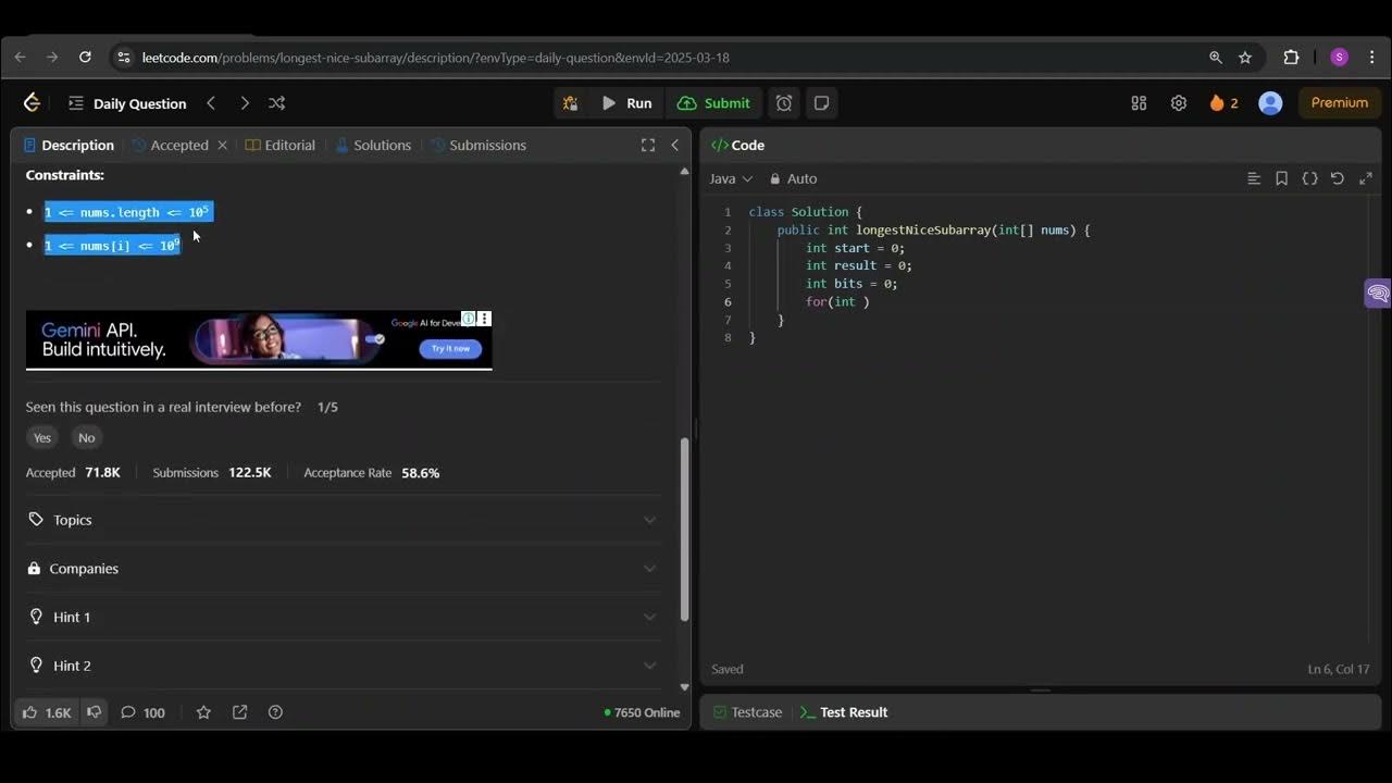 🔥LeetCode Daily Challenge Solution | 2401. Longest Nice Subarray | Step-by-Step Explanation🚀 ...