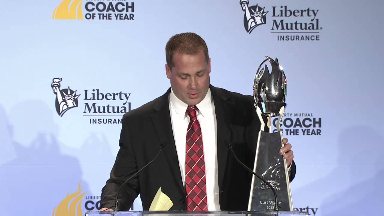 Curt Wiese Accepts the 2013 Liberty Mutual Coach of the Year Award ...